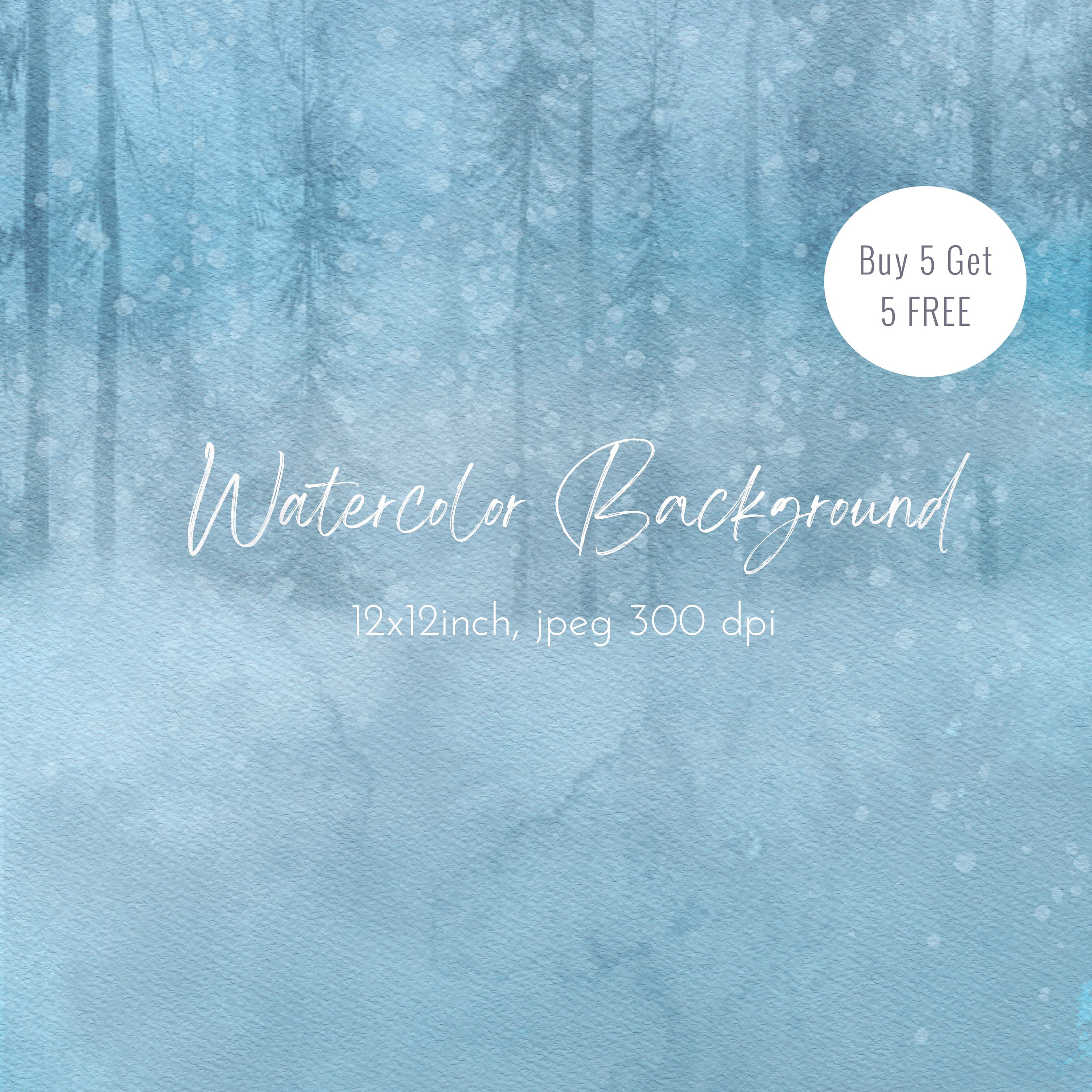 Winter Blue Watercolor Background Digital Paper, Abstract Watercolor ...