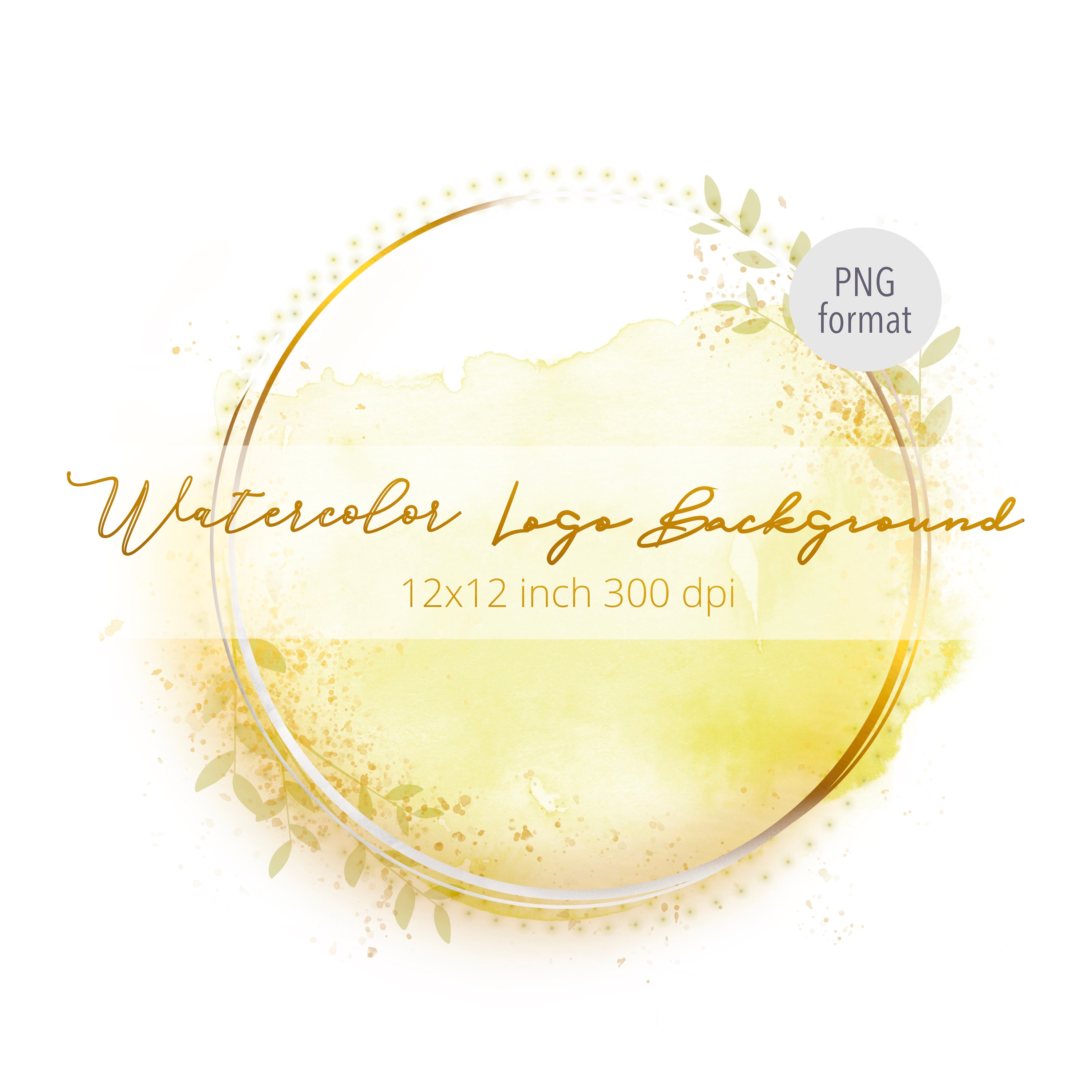 Logo Background PNG - Yellow Light Brush Stroken Watercolor Gold Frame ...