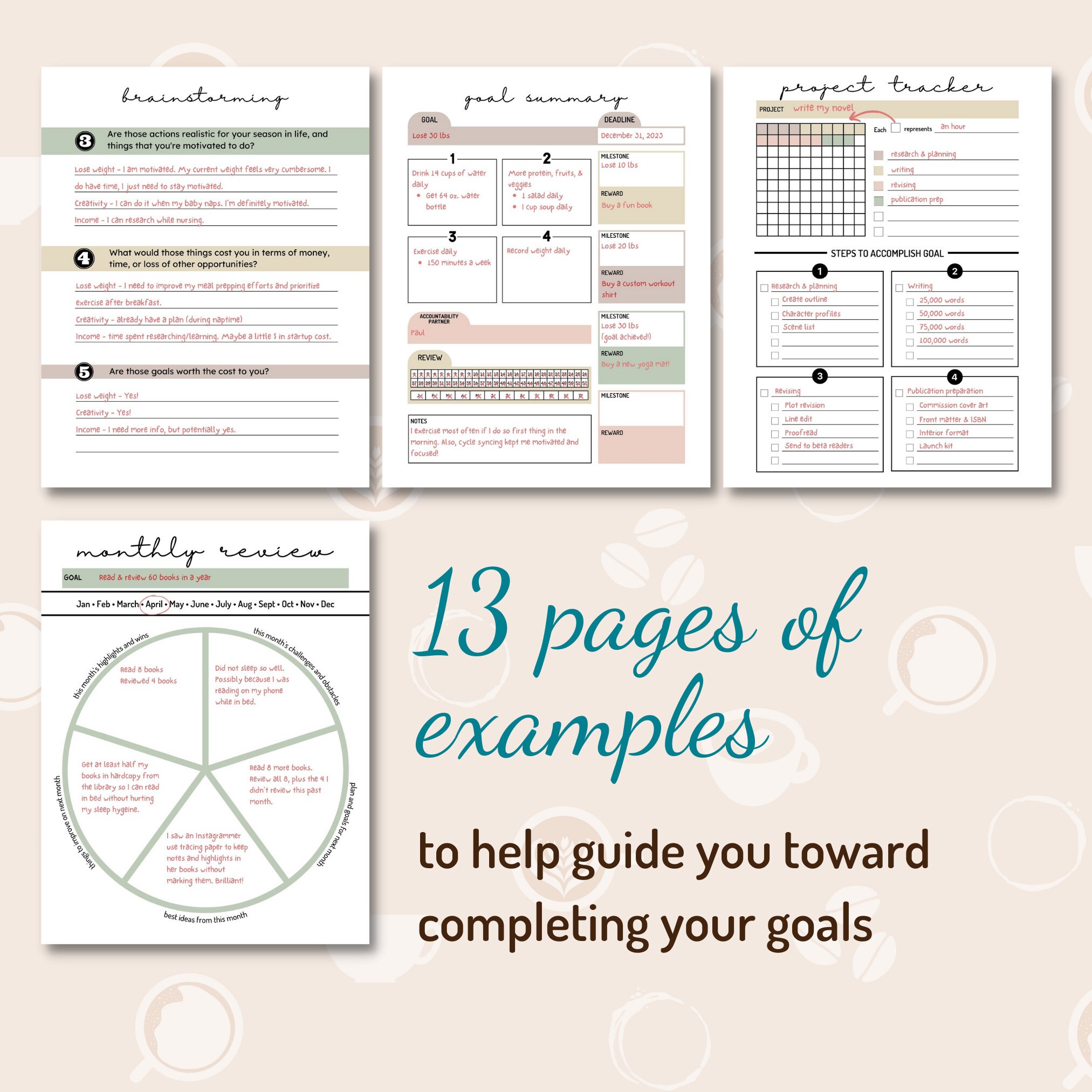 Goal Planning Workbook | Printable Goal Setting Workbook | New Years ...