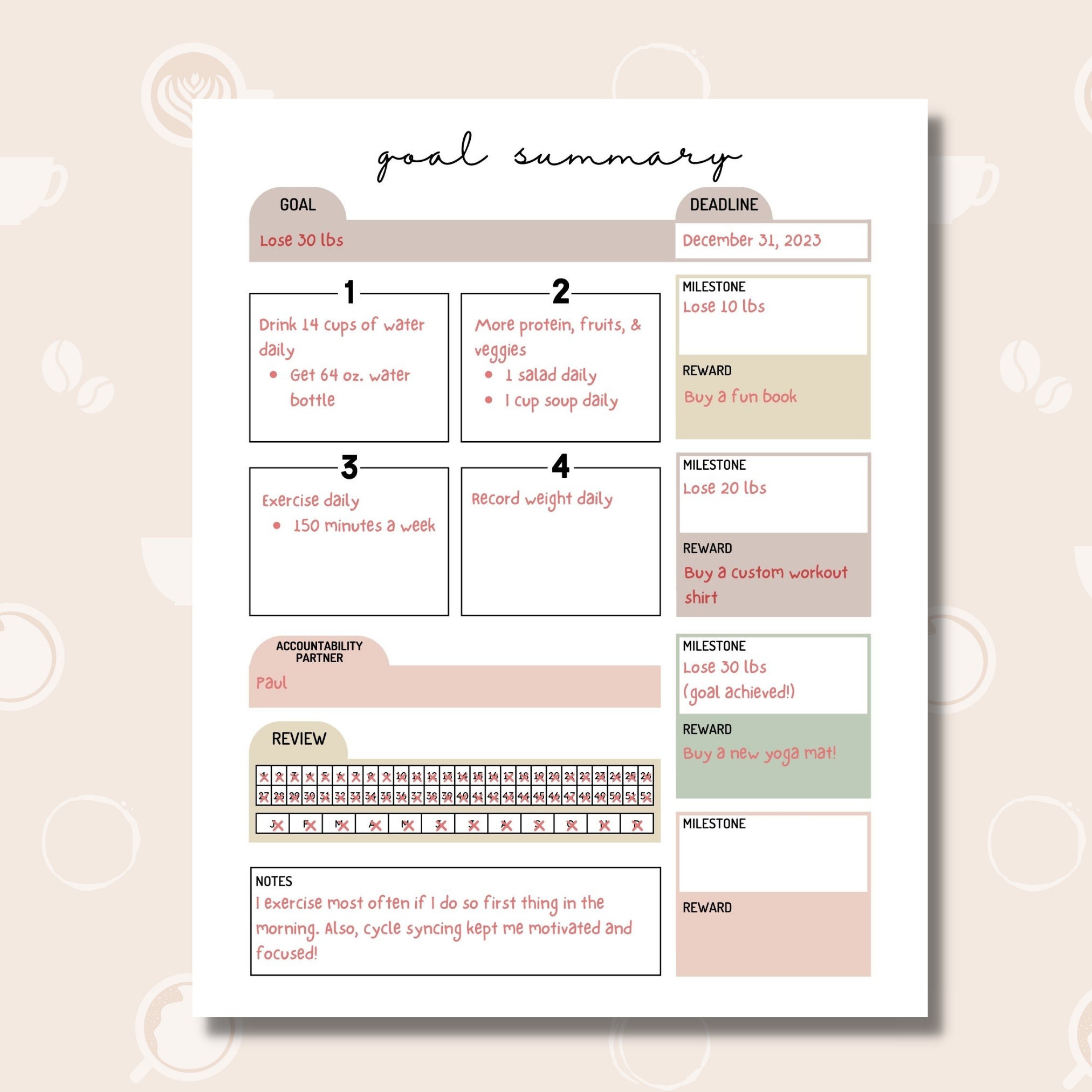 Goal Planning Workbook | Printable Goal Setting Workbook | New Years ...