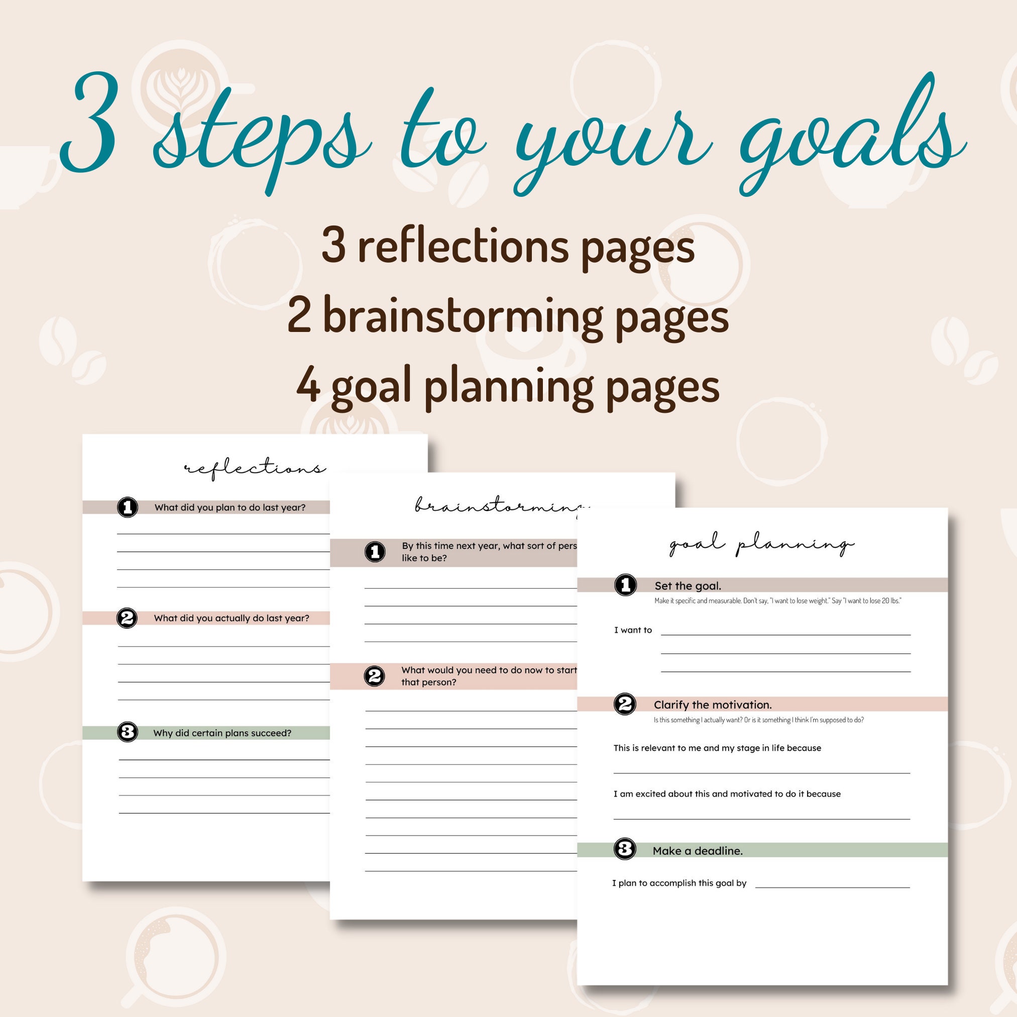 Goal Planning Workbook | Printable Goal Setting Workbook | New Years ...