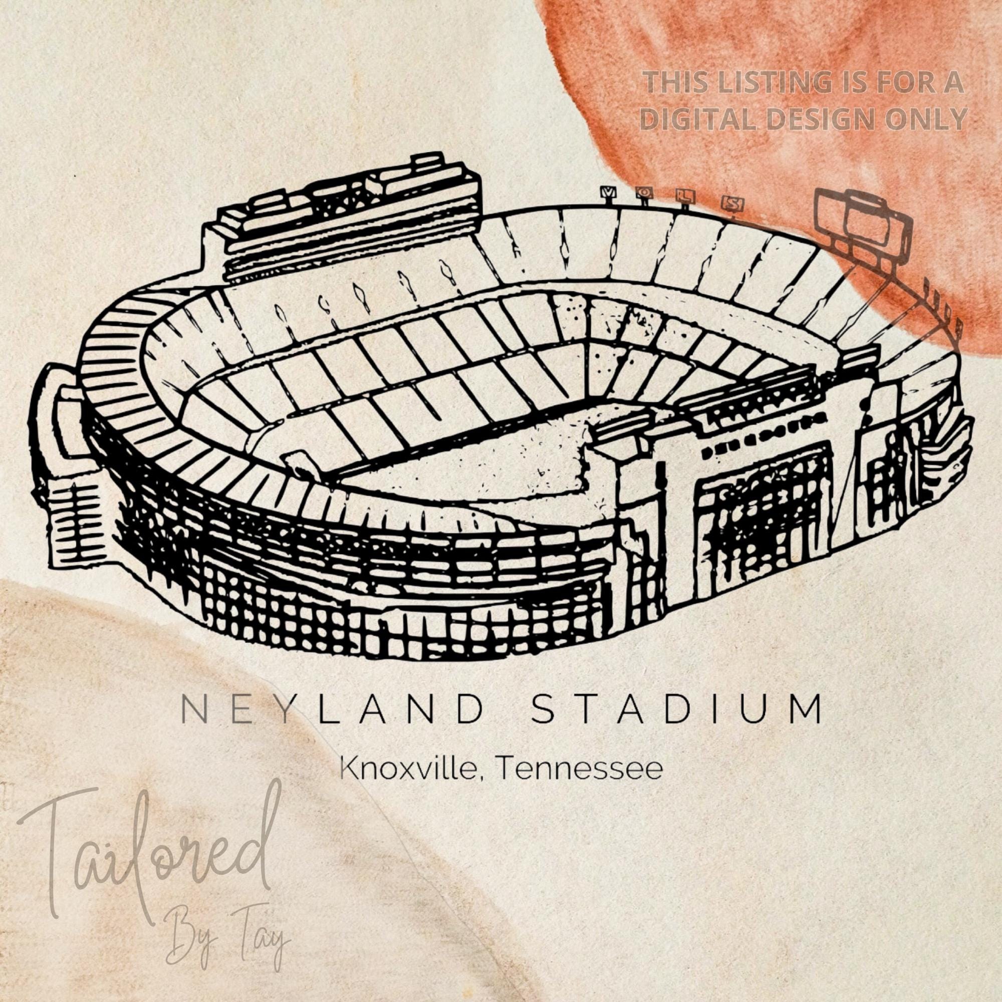 Neyland Stadium Outline Tennessee Vols Football Digital Design - Etsy