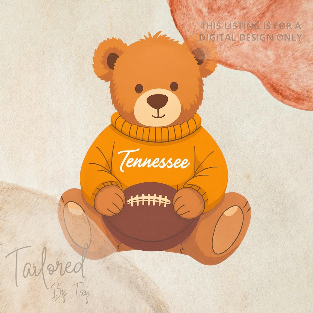 Cute Teddy Bear Tennessee Vols Football Digital Design - Etsy
