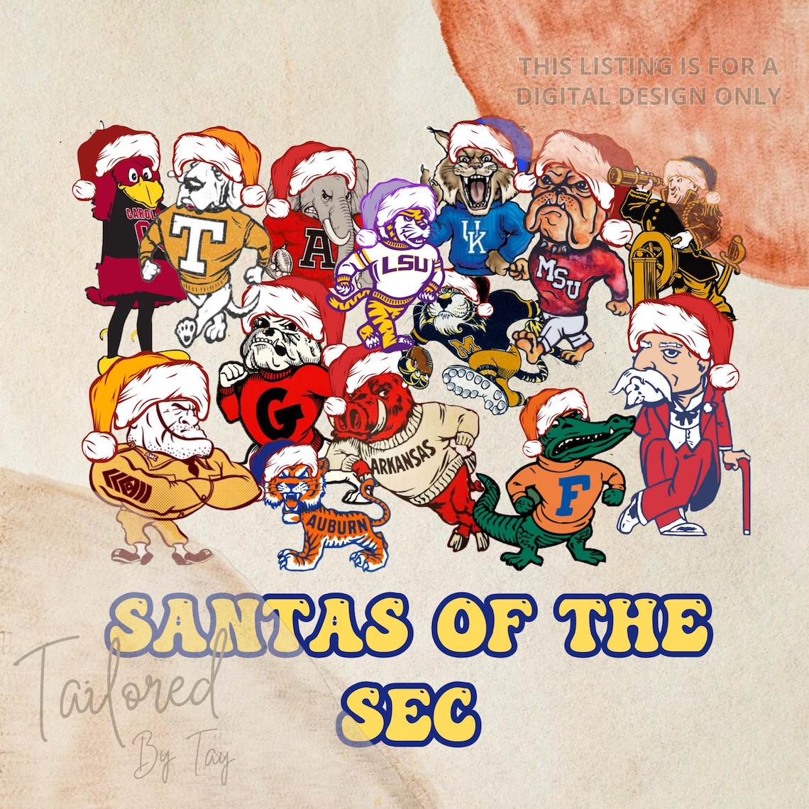 Santas of the SEC Mascot Vintage Sublimation Digital Design - Etsy
