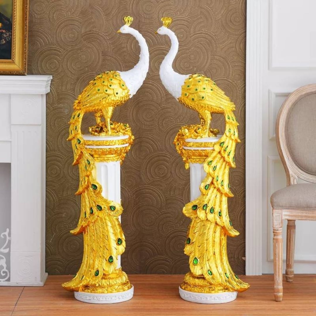 Set of 2 Luxury Peacock Pedestal Decorative Ornament - Etsy