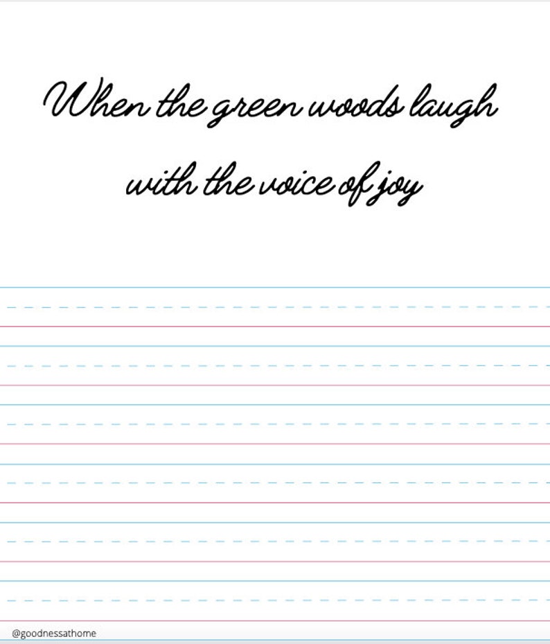 Poetry Copy Work, Cursive Handwriting Practice, Homeschooling Printable ...