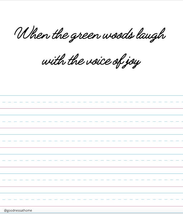 Poetry Copy Work, Cursive Handwriting Practice, Homeschooling Printable ...