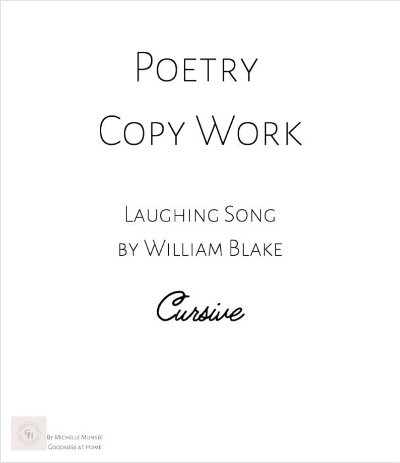 Poetry Copy Work, Cursive Handwriting Practice, Homeschooling Printable ...