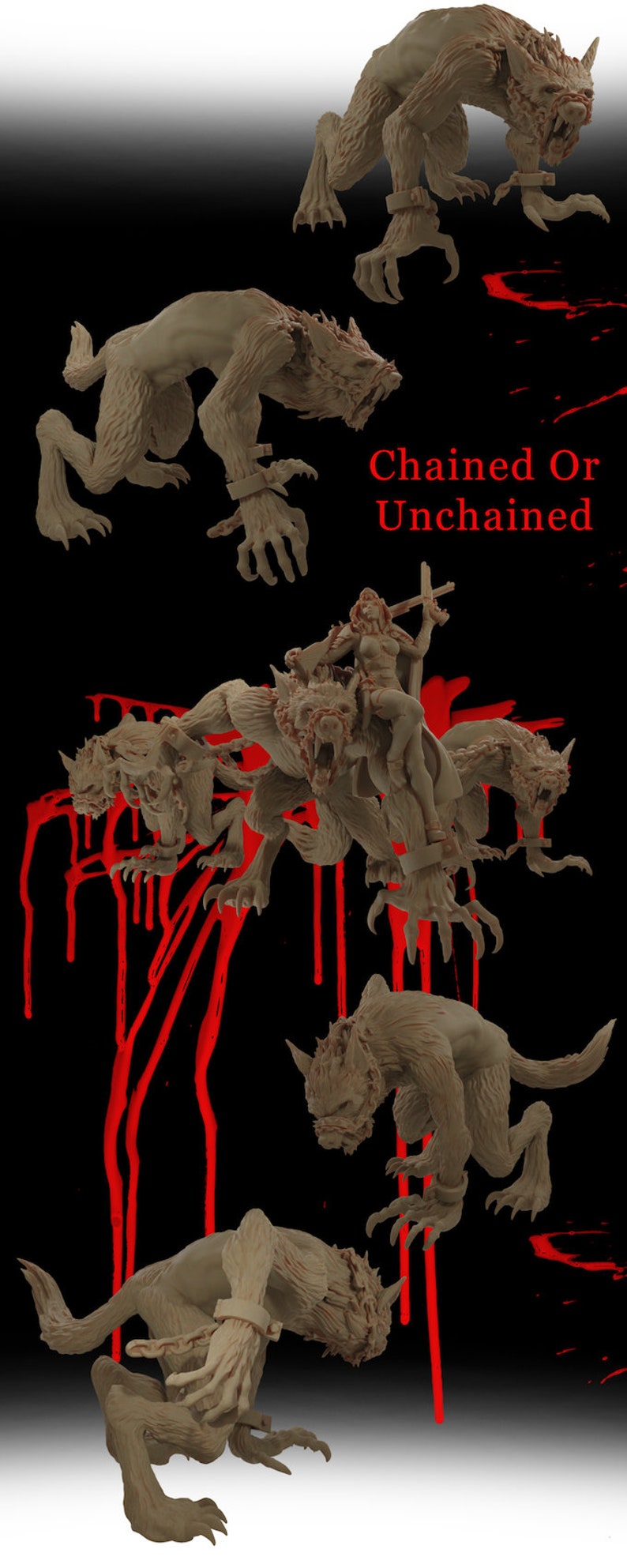 Red Huntress & Big Bad // Red Riding Hood // Mythologic Arts - Etsy