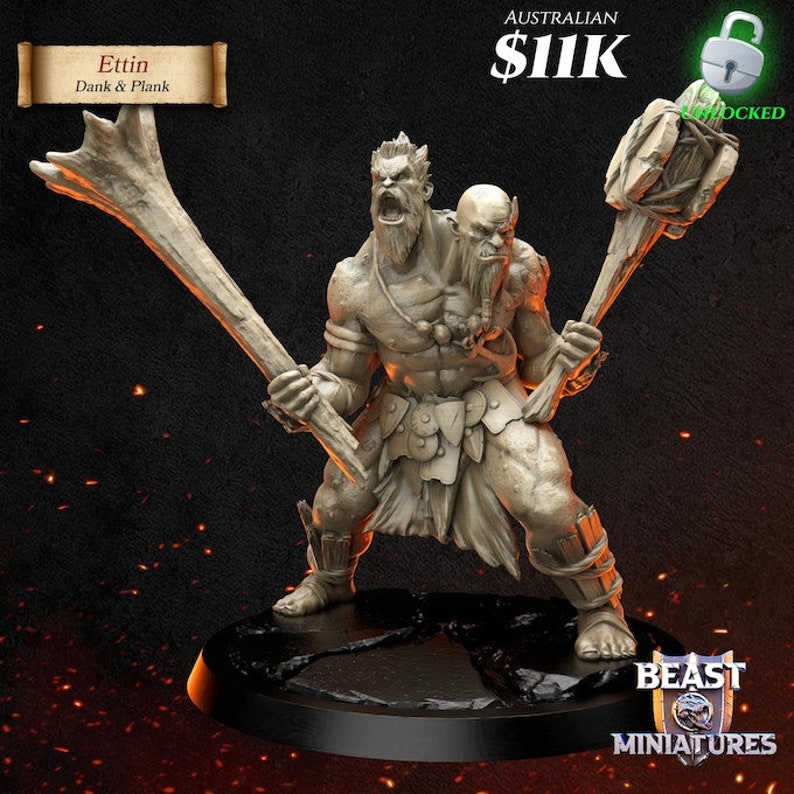 Ettin // Beast Miniatures // 32mm-72mm // Dnd Miniature // Tabletop RPG ...