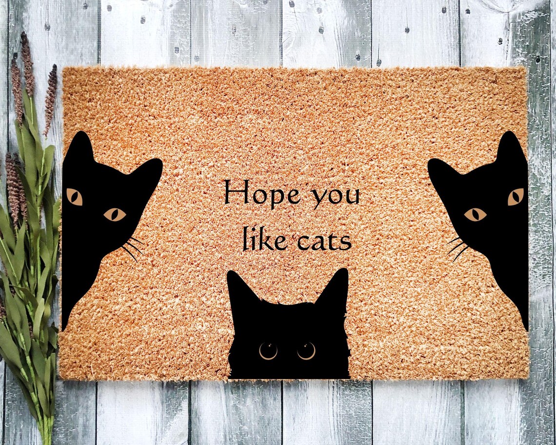Door Mat Hope You Like Cats, Cat Lover Gifts, Welcome Door Mat ...