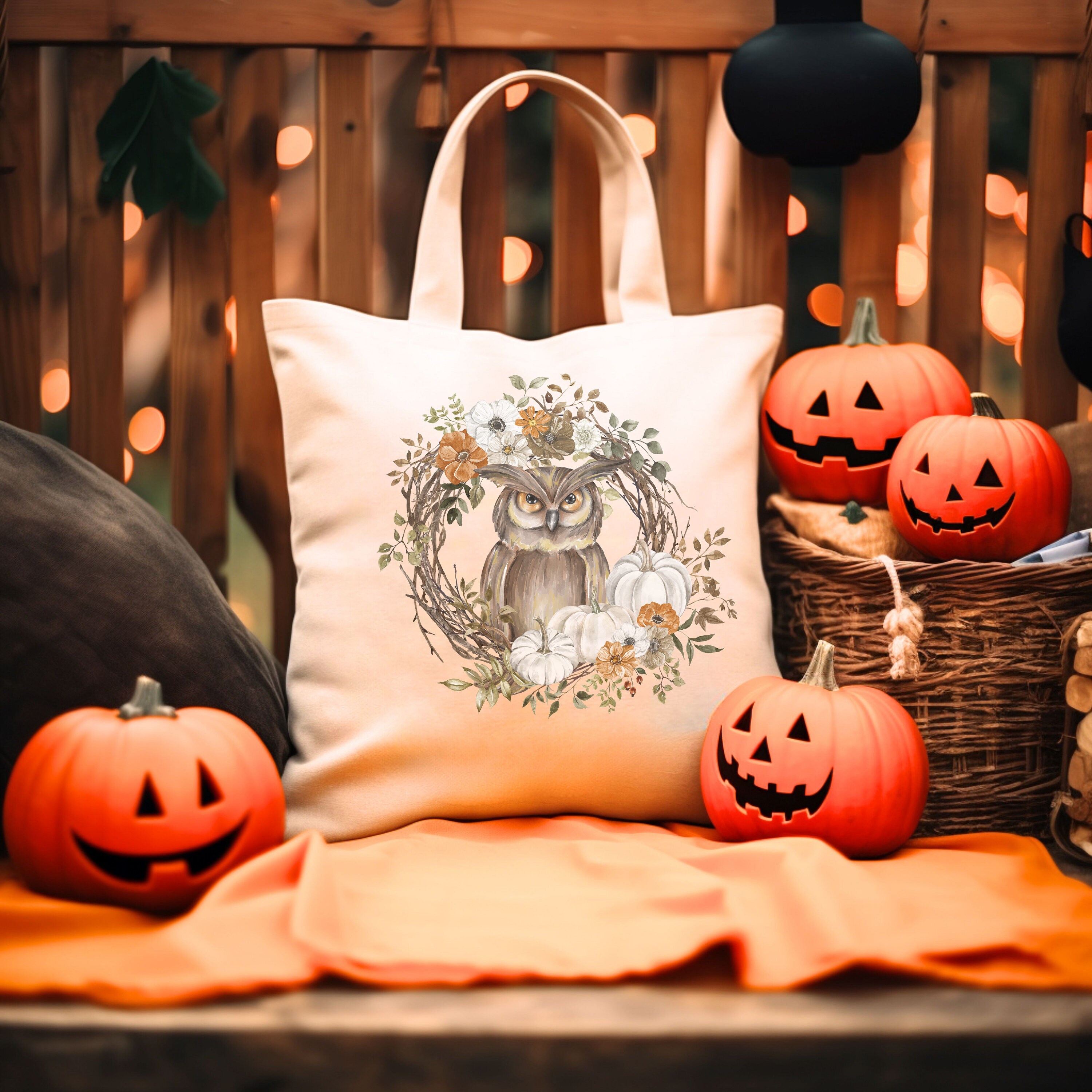 Owl Tote Bag Fall Tote Bag Cottage Core Tote Bag Owl Lover - Etsy