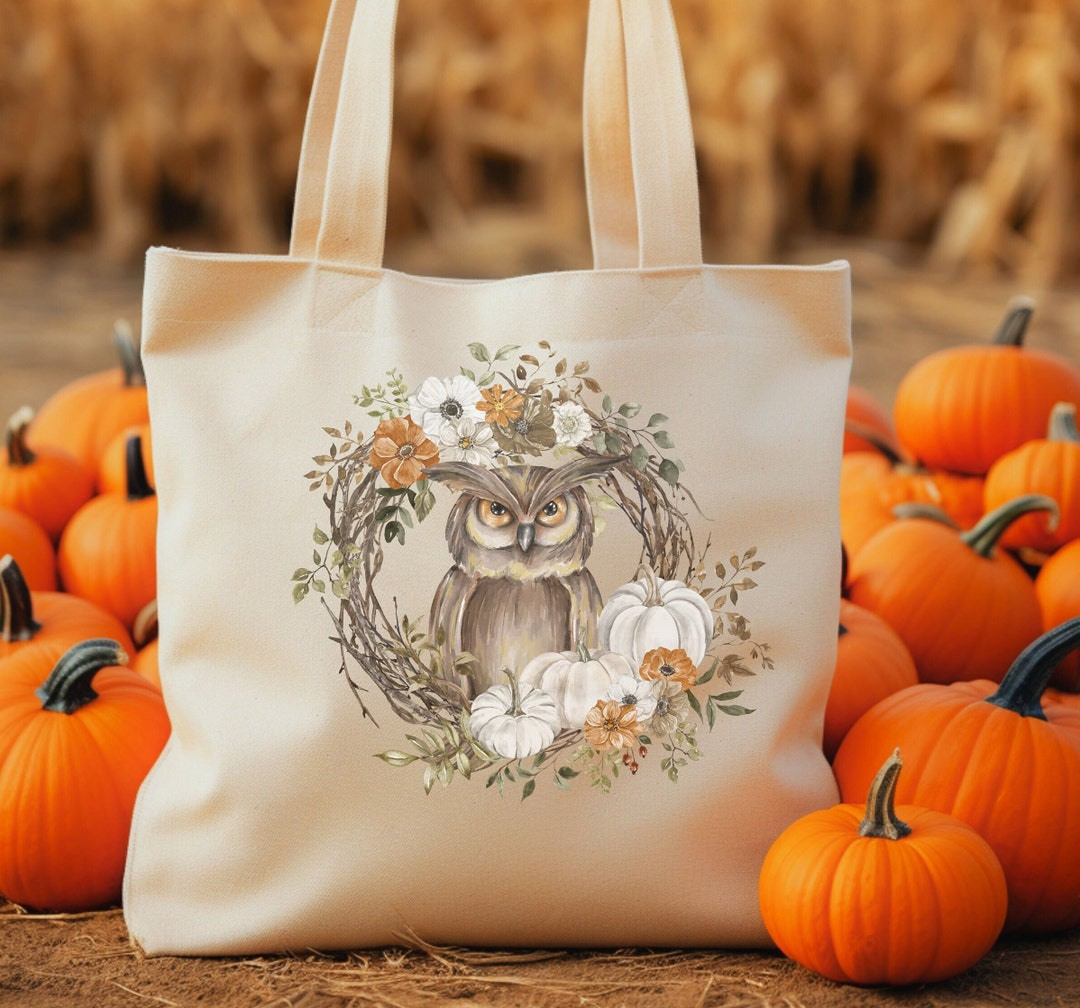Owl Tote Bag Fall Tote Bag Cottage Core Tote Bag Owl Lover - Etsy