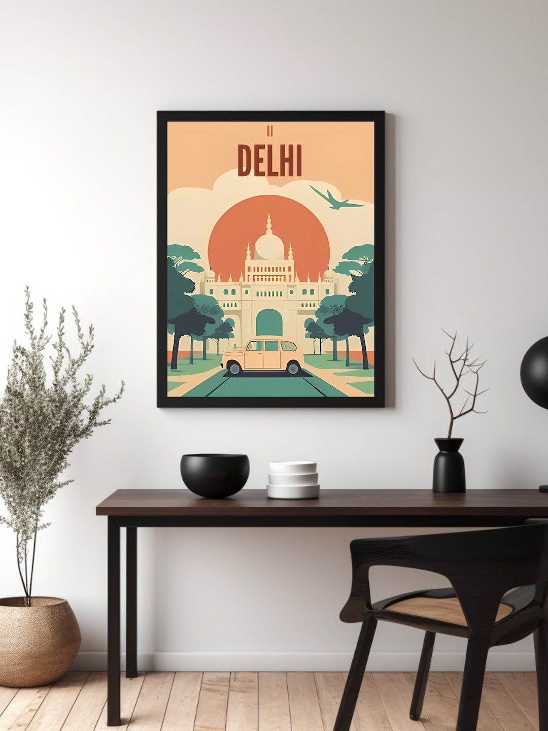 Delhi Poster Retro Art Print Delhi Wall Art Vintage Travel Poster Retro ...