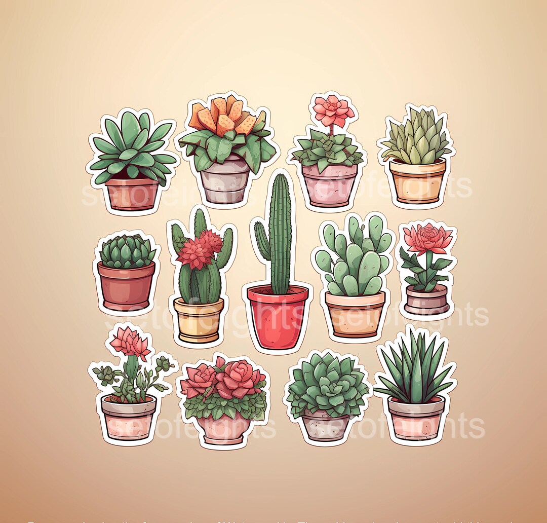 Cute Plant Print and Cut Stickers, 25 Printable Stickers Bundle ...