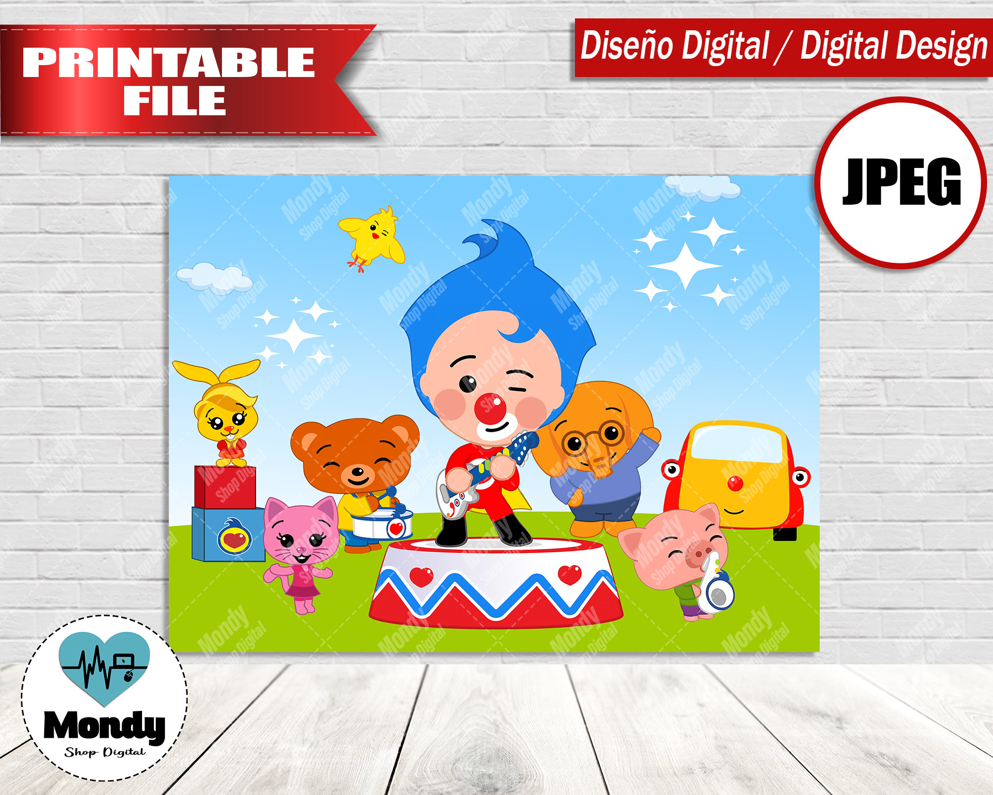 El Payaso Plim Plim Diseños digitales Telón de fondo fiesta - Etsy España