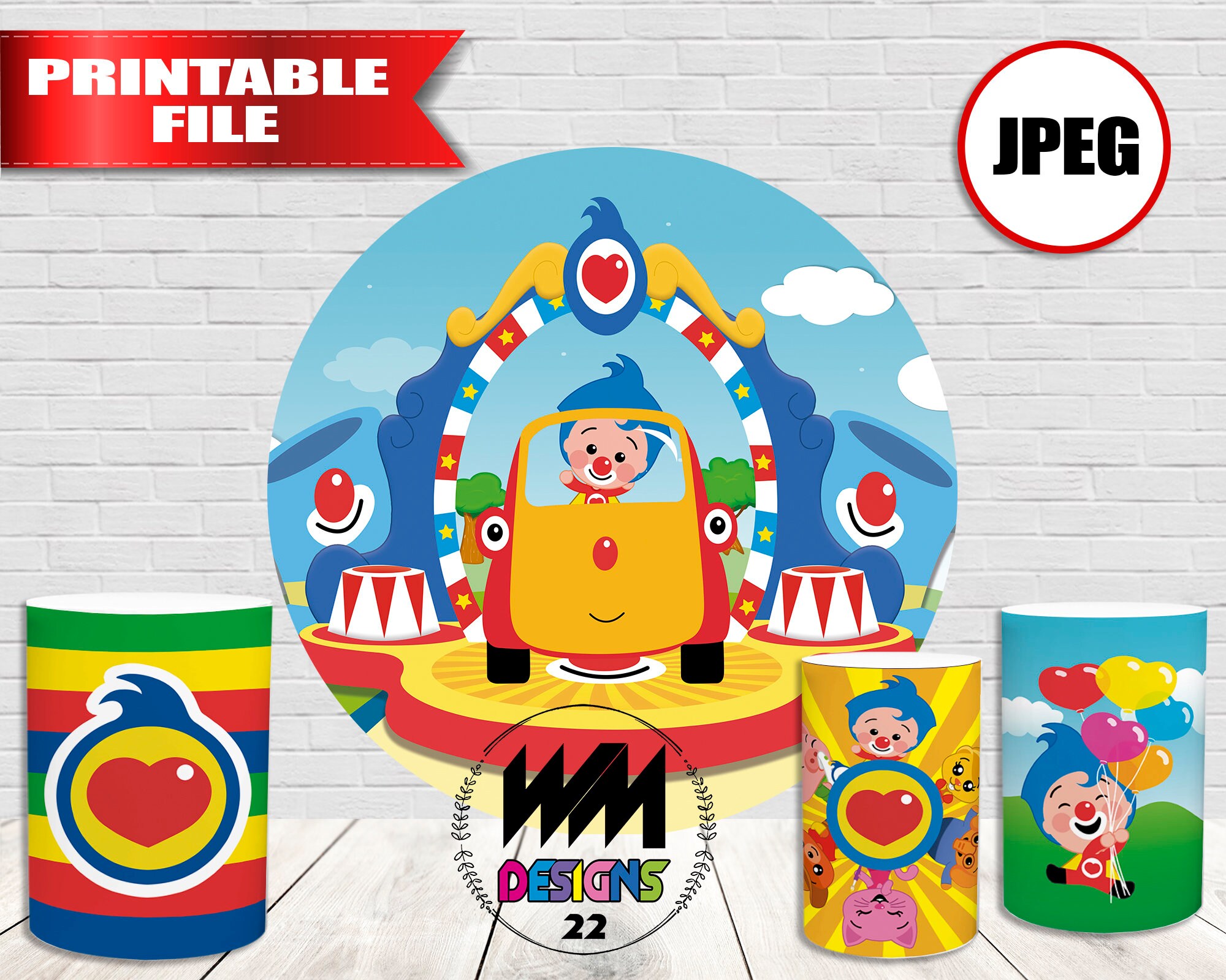 Plim Plim the Clown Digital Designs Backdrop Theme Party - Etsy Hong Kong