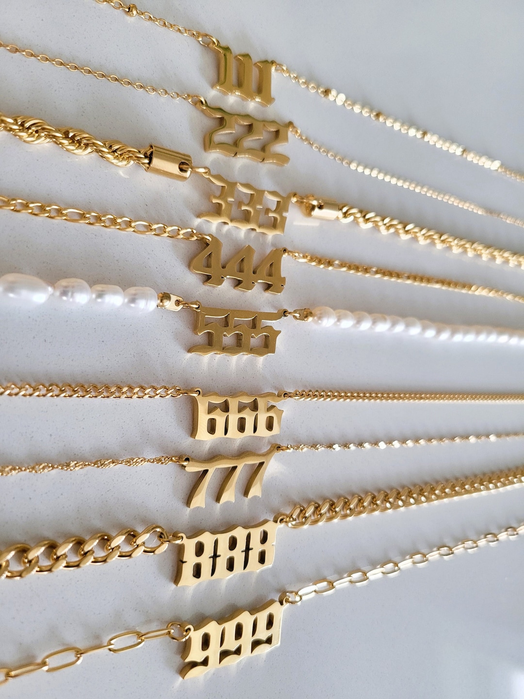 18K Gold Filled Angel Number Necklace, Angel Number Necklace, Lucky ...