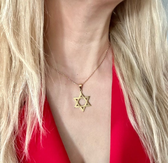 18K Star of David Necklace Gold David Star Pendantjewish - Etsy