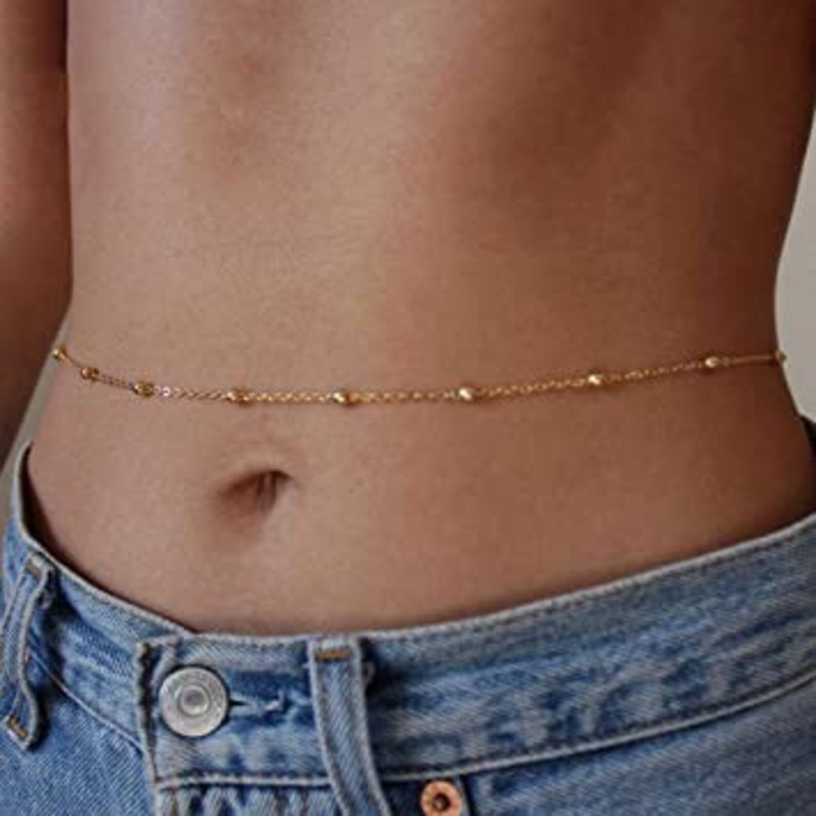 18K Gold Belly Chain Twist Waist Chain Wave Style Bikini - Etsy UK