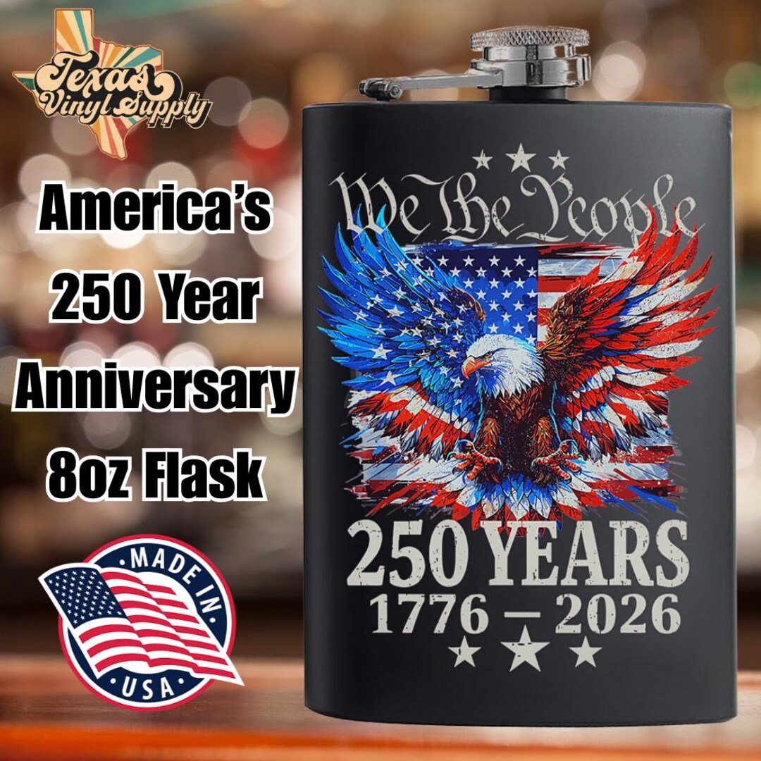 America's 250th Anniversary Black Flask, 11oz Handmade - Etsy