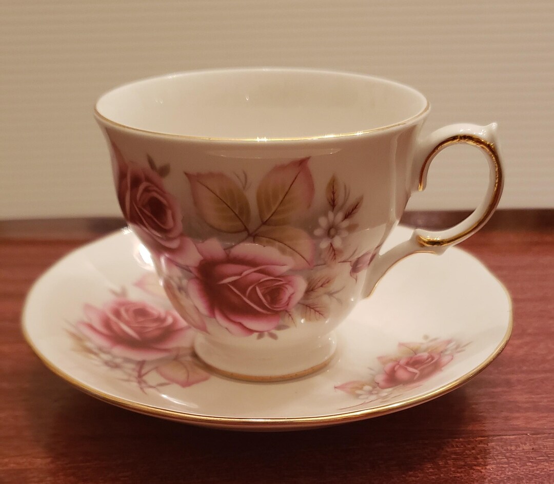 Queen Anne Roses Gold Rim Bone China Tea Cup and Saucer England Ridgeway Potteries - Etsy