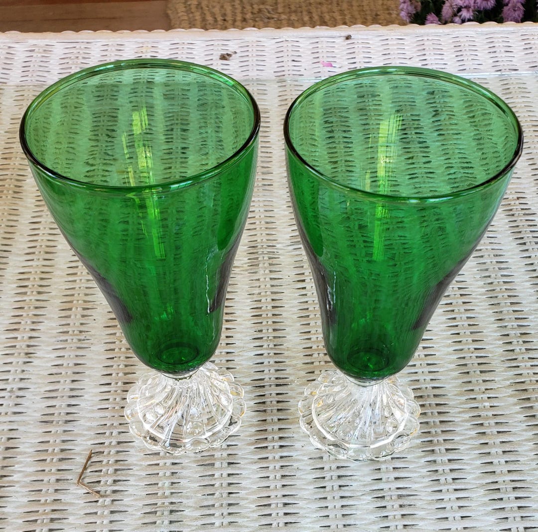 2 Emerald Green Glass Burple Boopie Tumblers Anchor Hocking - Etsy