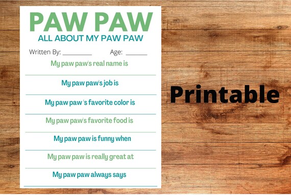 All About Paw Paw Printable | Etsy
