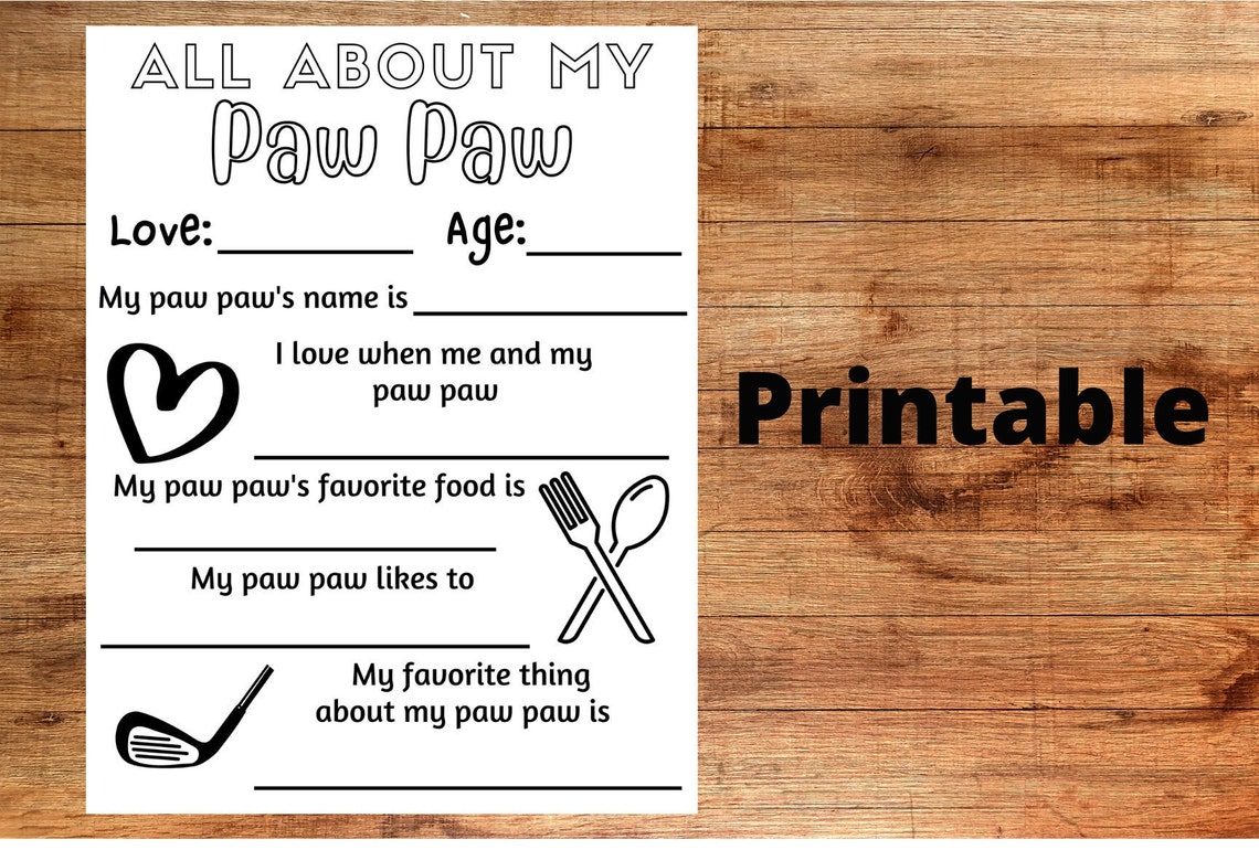 All About Paw Paw Coloring Page - Etsy