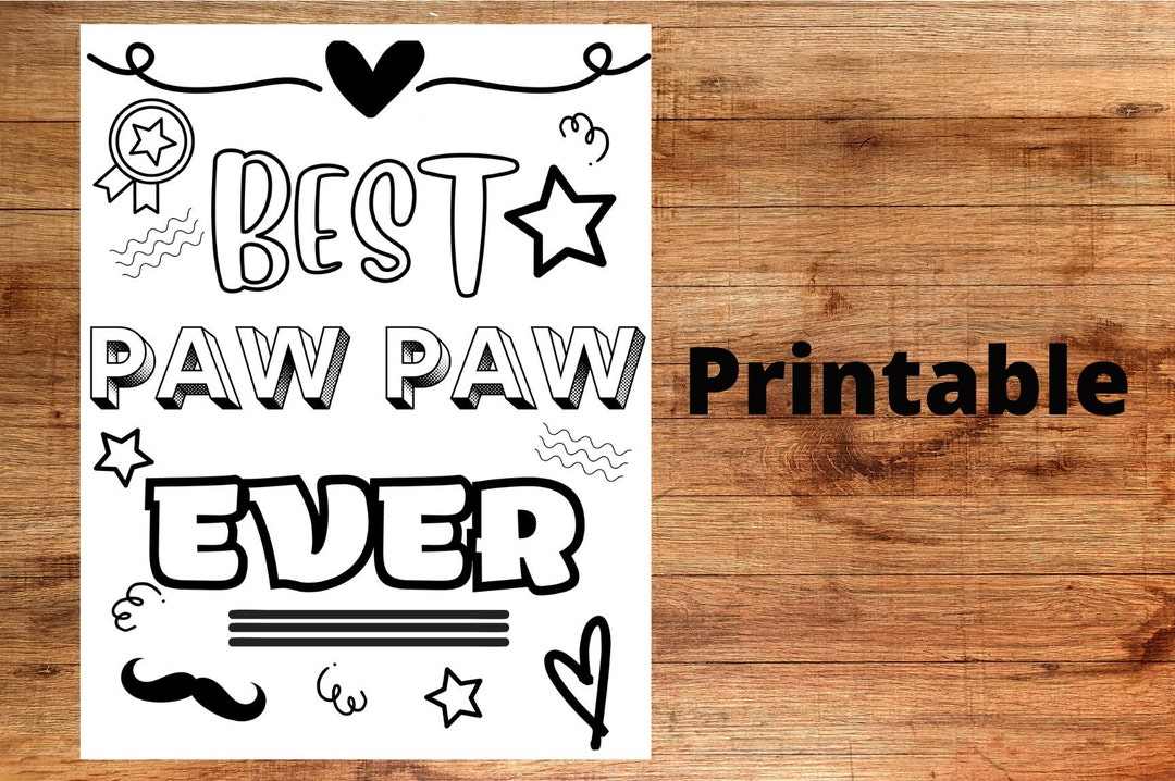 Best Paw Paw Ever Coloring Page - Etsy