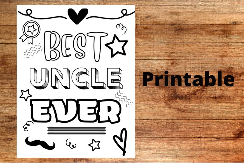 Best Uncle Ever Coloring Page - Etsy