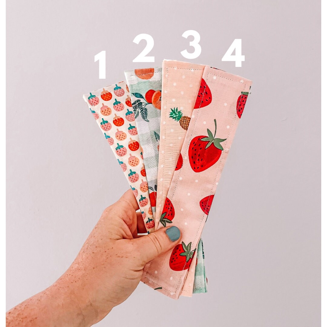 Fabric Bookmarks Colored Strawberries Bookmark Summer Peaches Bookmark ...