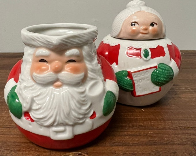 Vintage Avon Santa and Mrs Claus Creamer and Sugar Bowl Christmas ...
