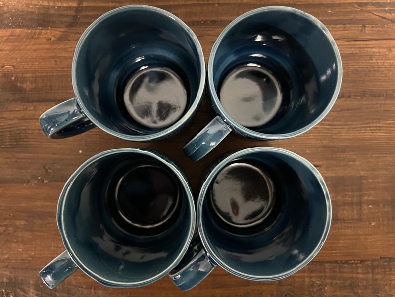Vintage Steel Blue Colored Mugs Set of 4 Coffee Mugs Made in - Etsy