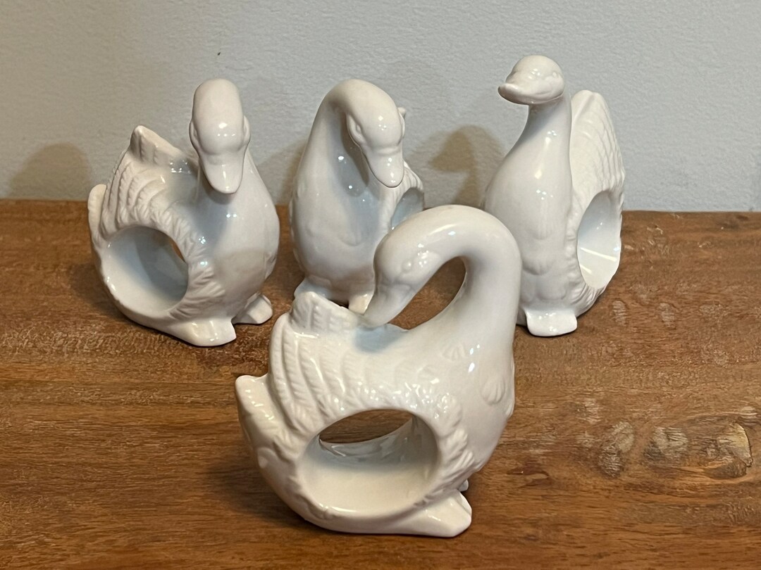 Vintage Porcelain Swan Napkin Rings - Etsy