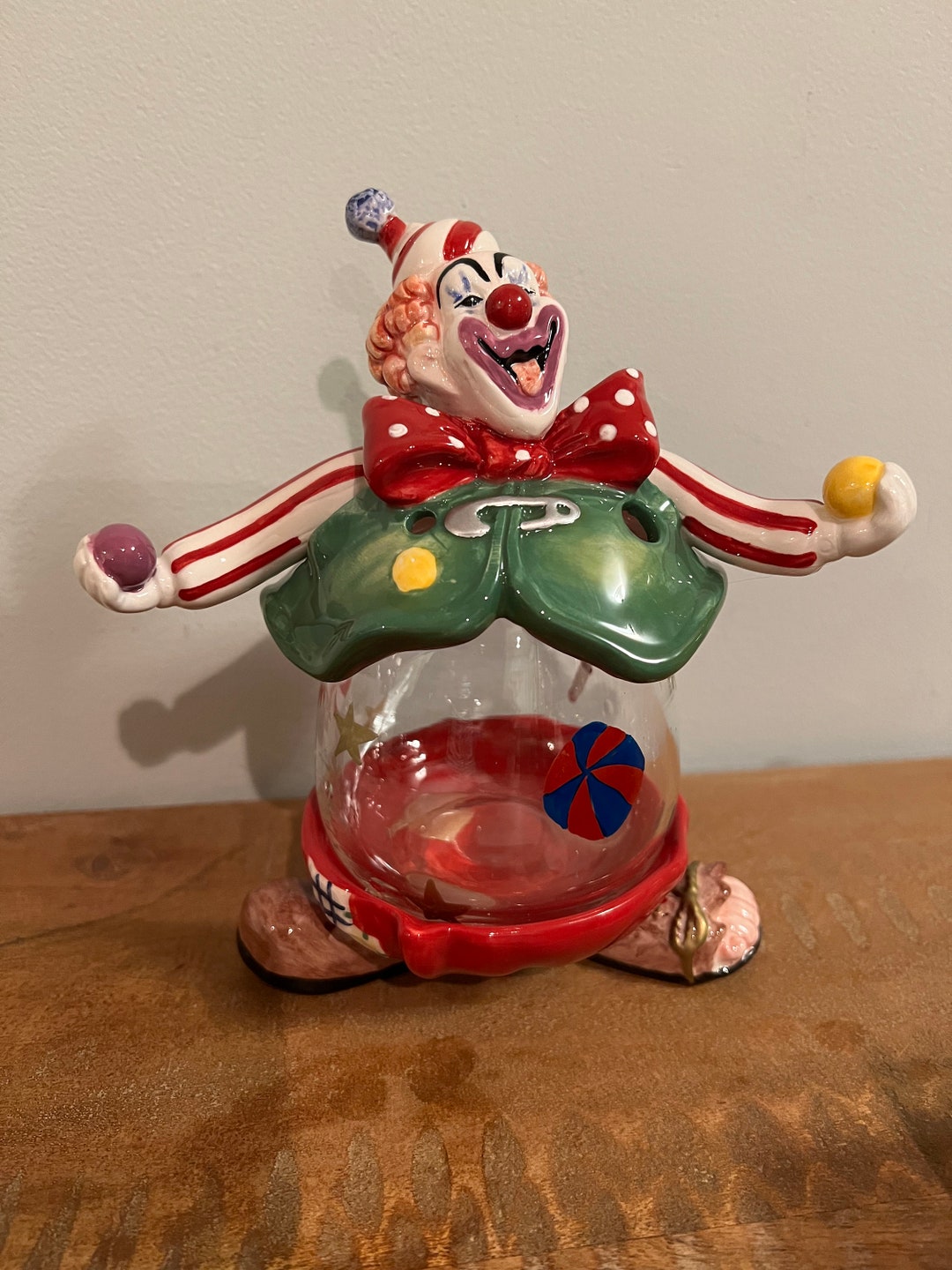 Ceramic and Glass Clown Candy Dish - Etsy