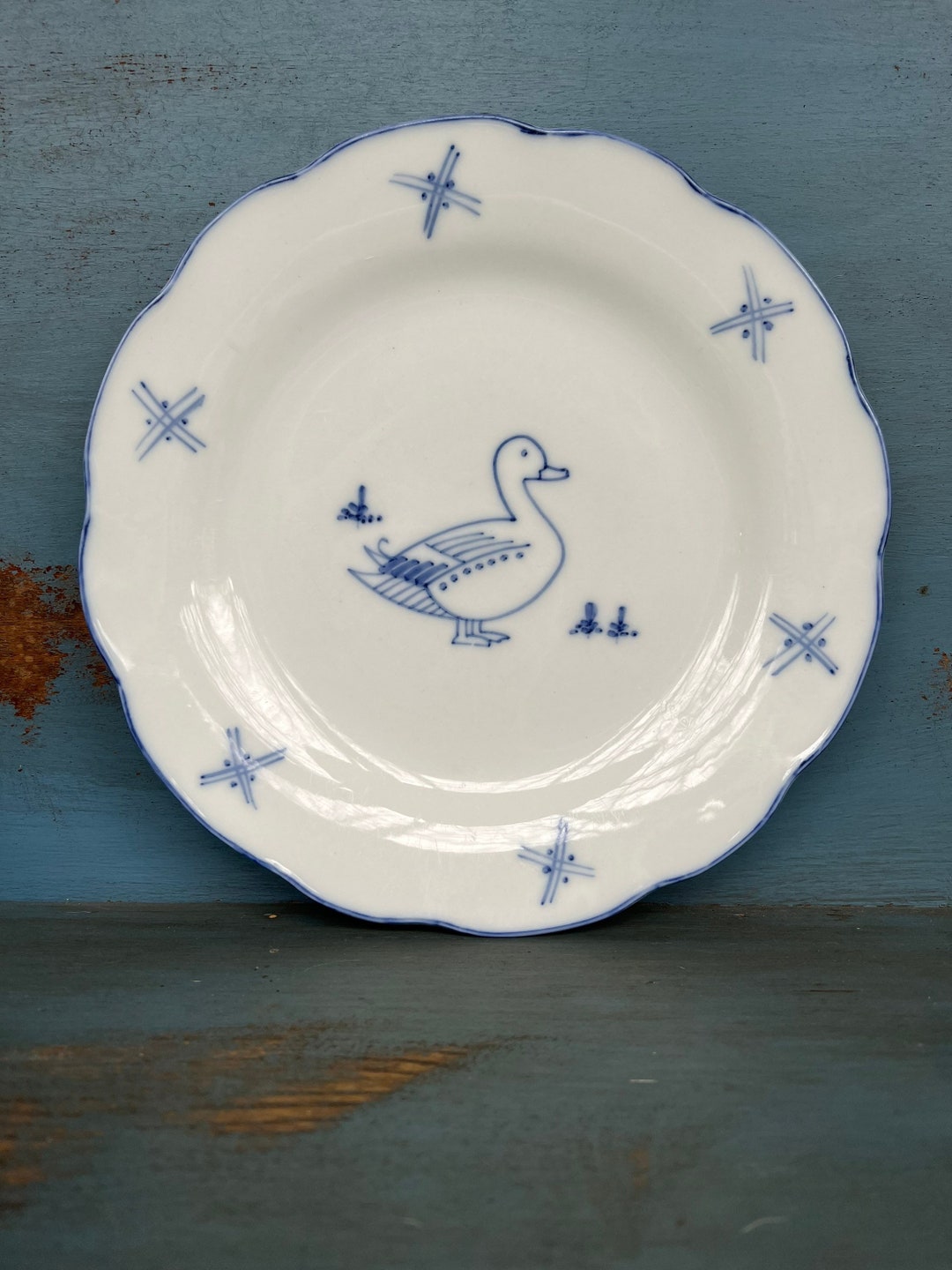 Vintage Hand Painted Blue and White Cordon Bleu Plates - Etsy