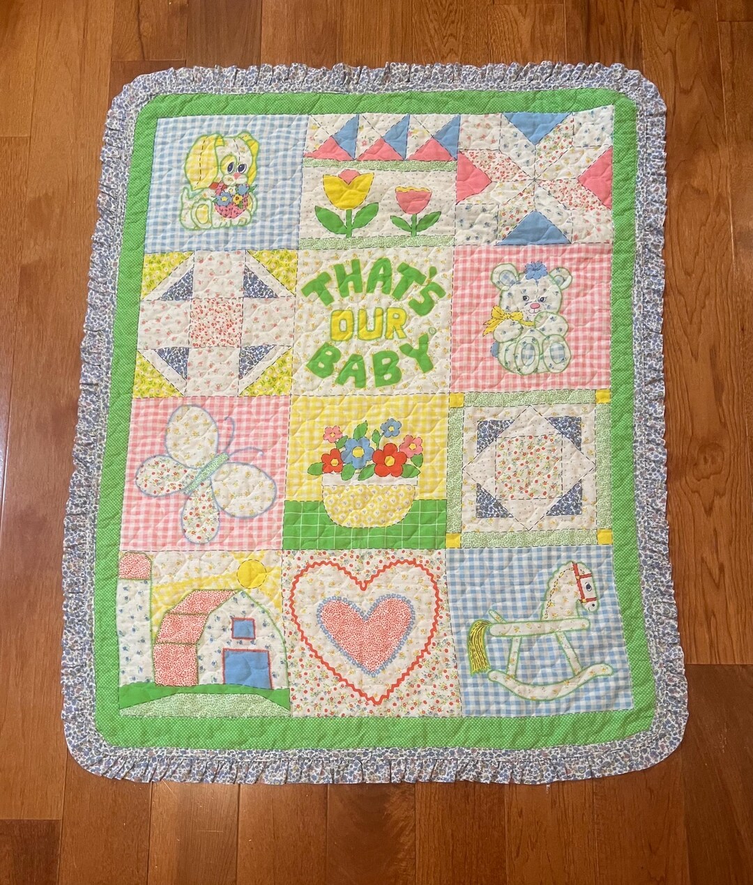 Vintage 1980s Baby Quilt Thats Our Baby Blanket Crib Quilt - Etsy