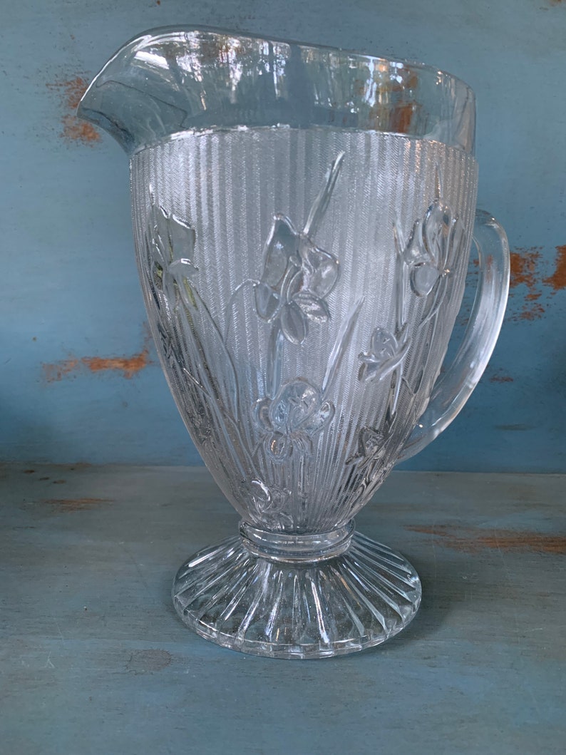 Beautiful Jeanette Iris and Herringbone Reproduction Pitcher - Etsy