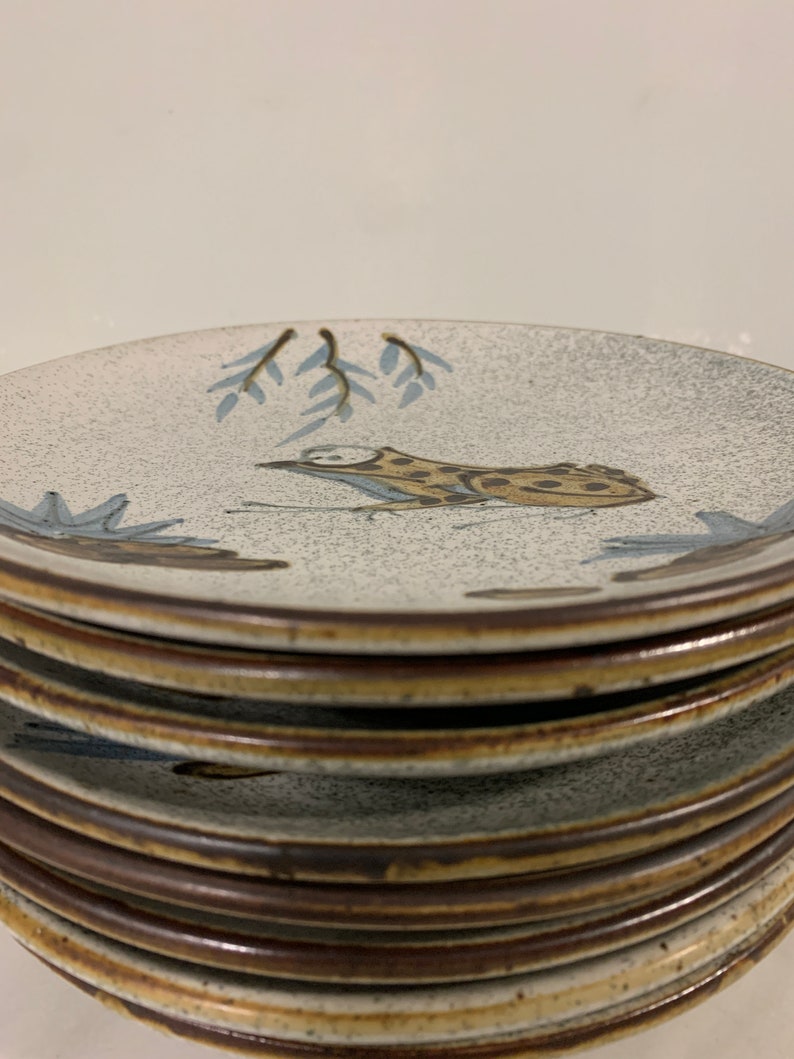 Vintage Speckled Stoneware Frog Plates Misty Moon by Shafford - Etsy