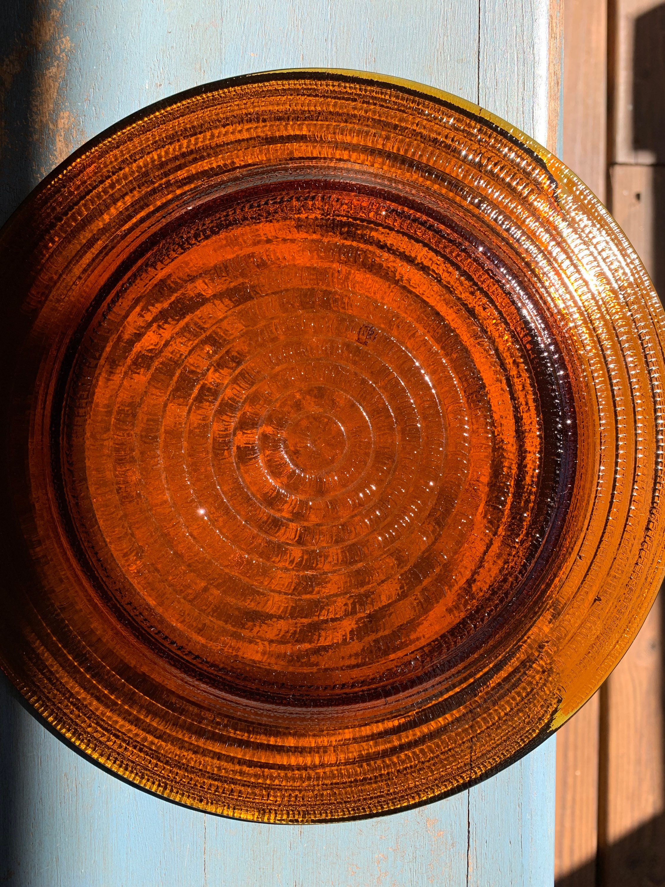 Stunning Vintage Amber Colored Glass Plate Etsy