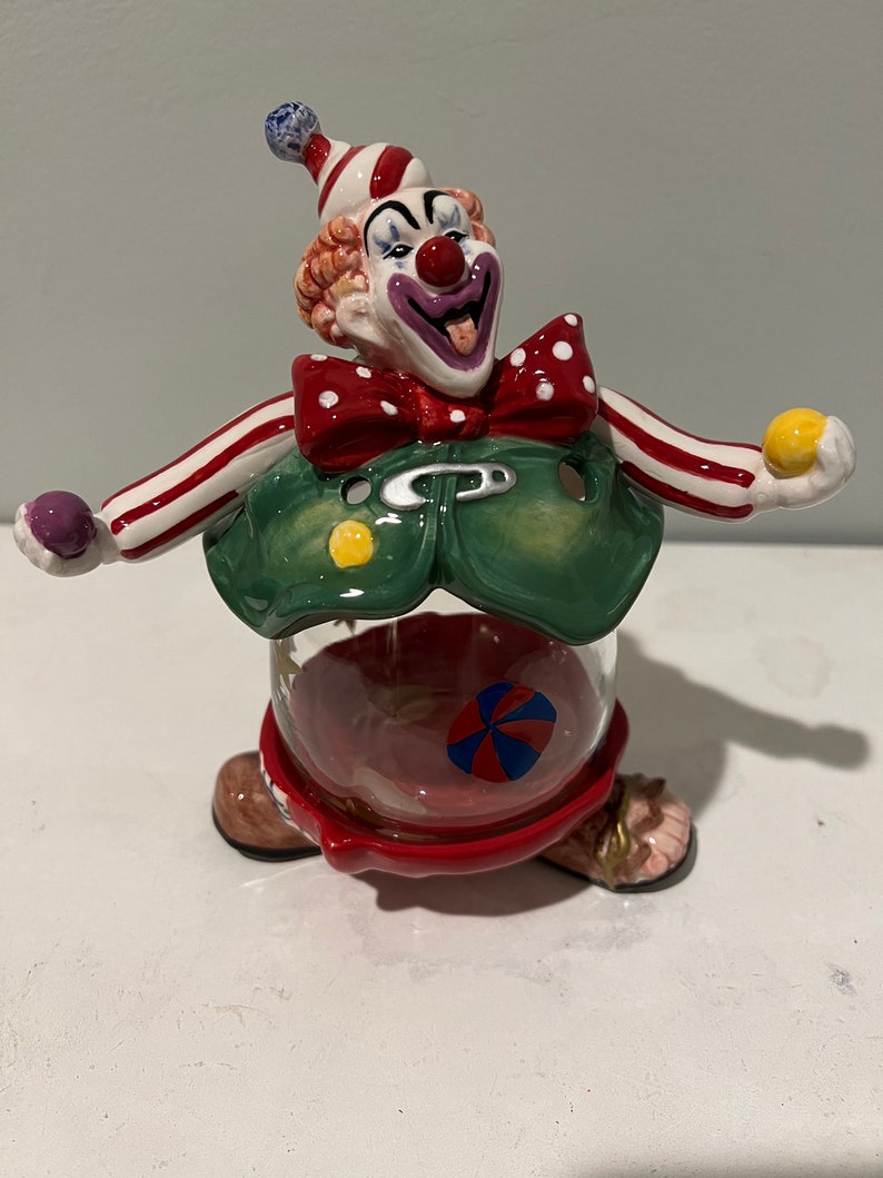 Ceramic and Glass Clown Candy Dish - Etsy