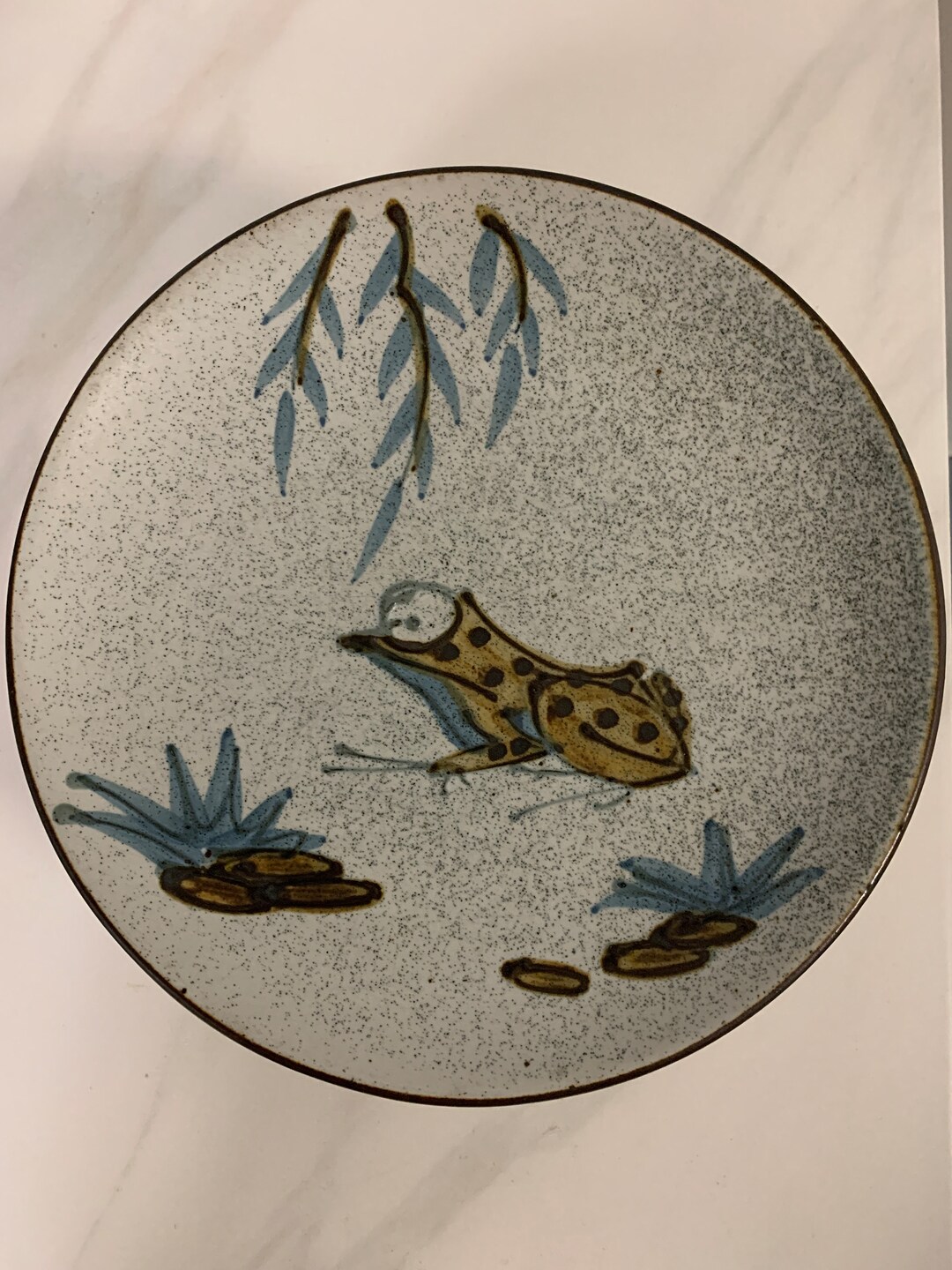 Vintage Speckled Stoneware Frog Plates Misty Moon by Shafford - Etsy