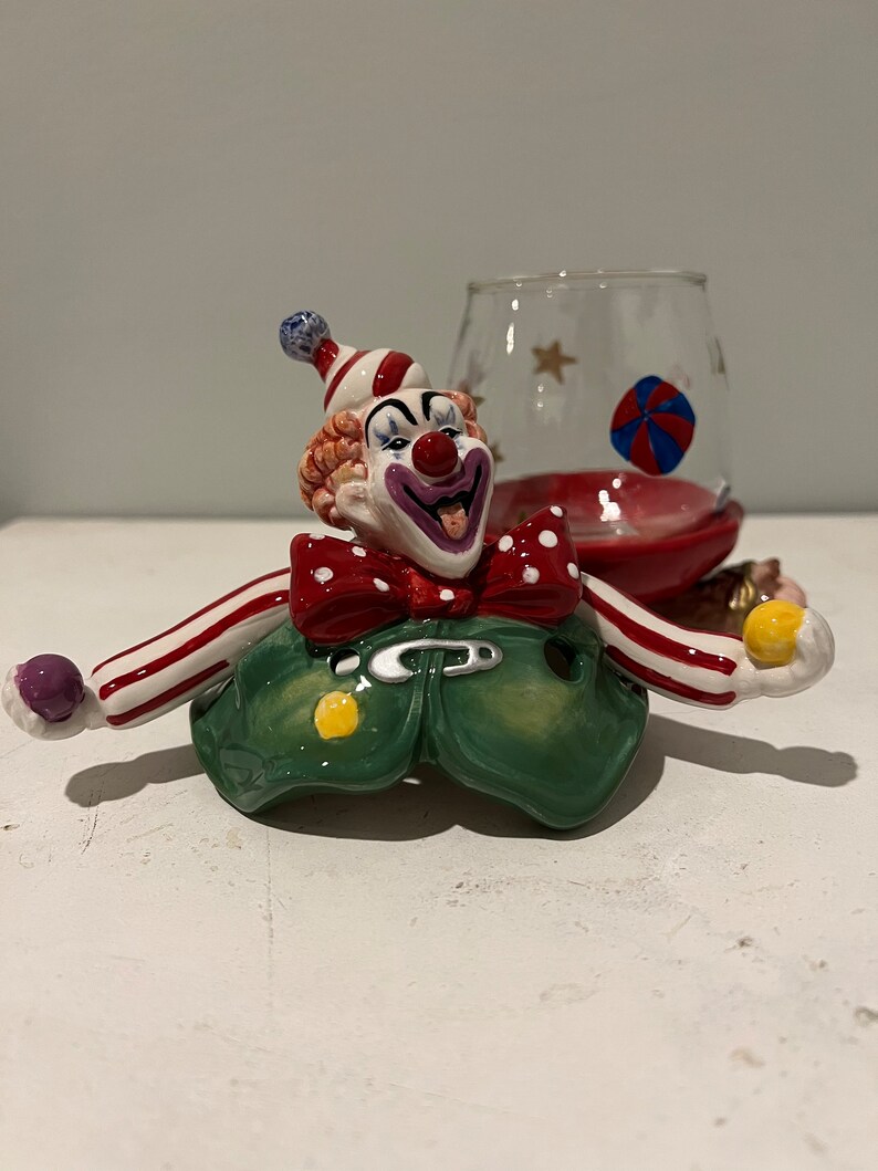 Ceramic and Glass Clown Candy Dish - Etsy