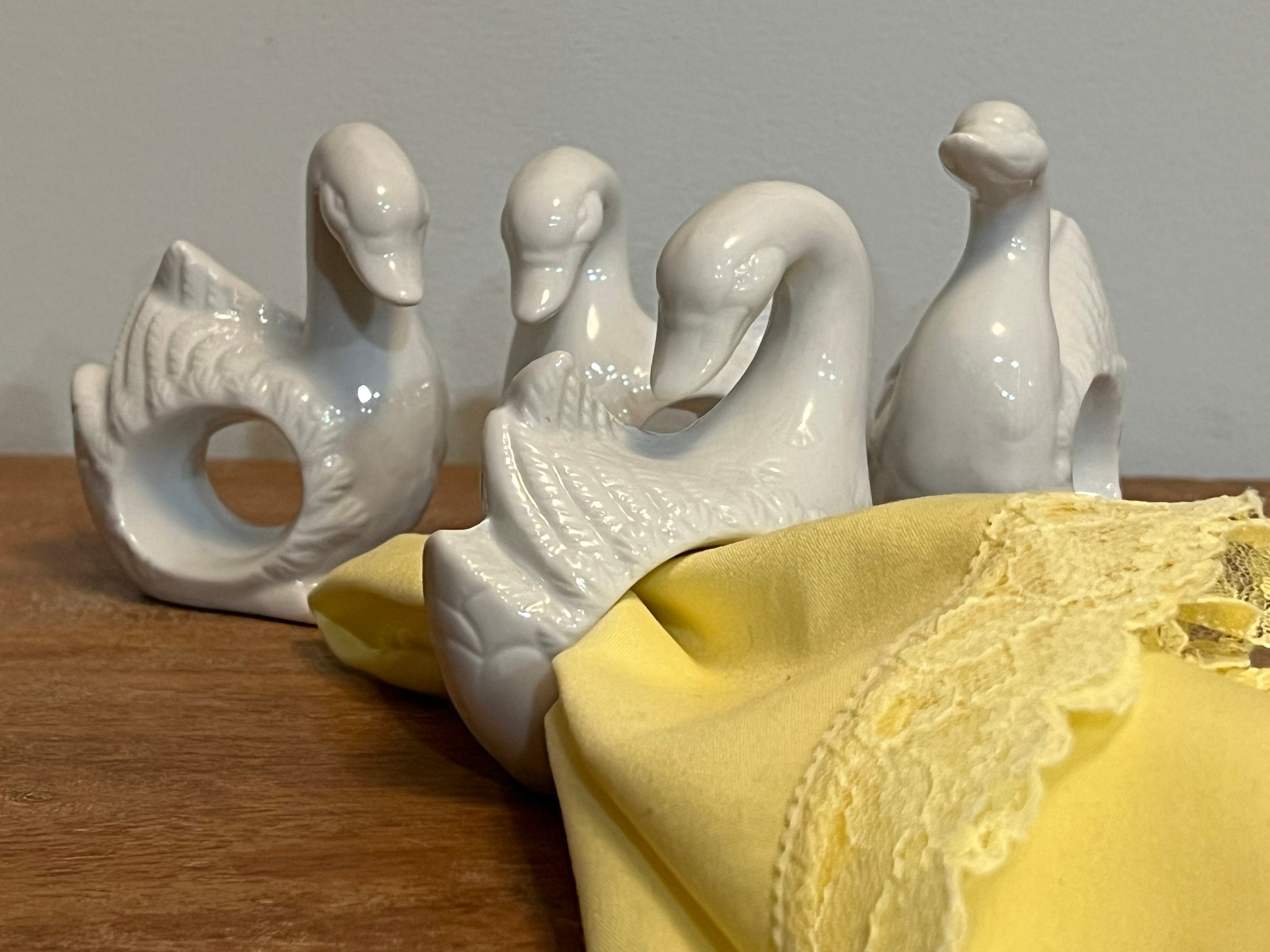 Vintage Porcelain Swan Napkin Rings - Etsy