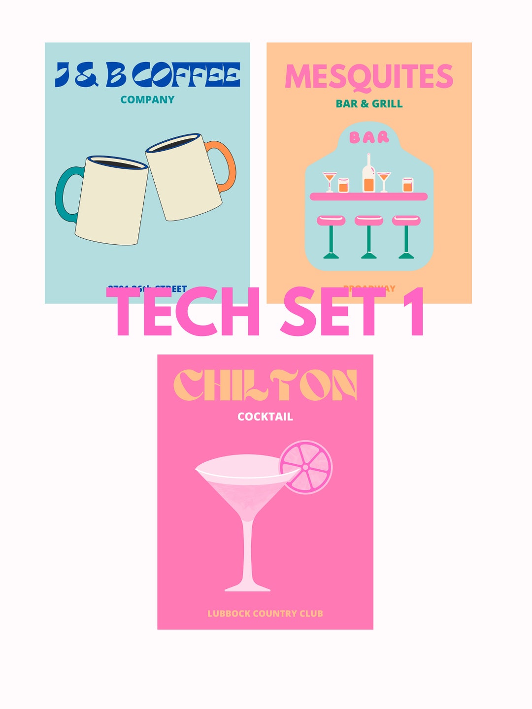 Texas Tech/lubbock Preppy Prints Set 1 - Etsy