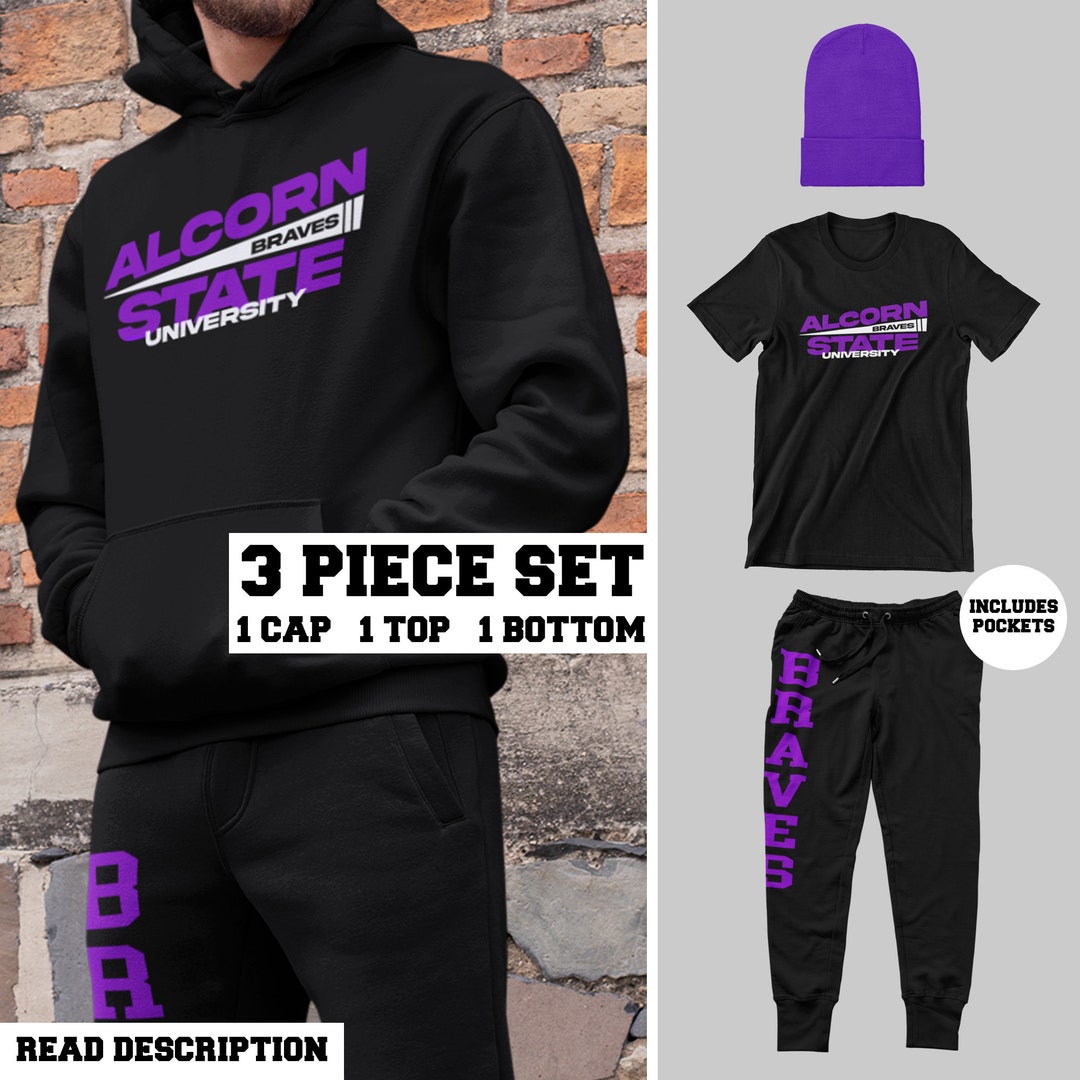 Alcorn State Flag Ed. 3 Piece Black Set 1 Cap, 1 Top, 1 Bottom Vintage ...