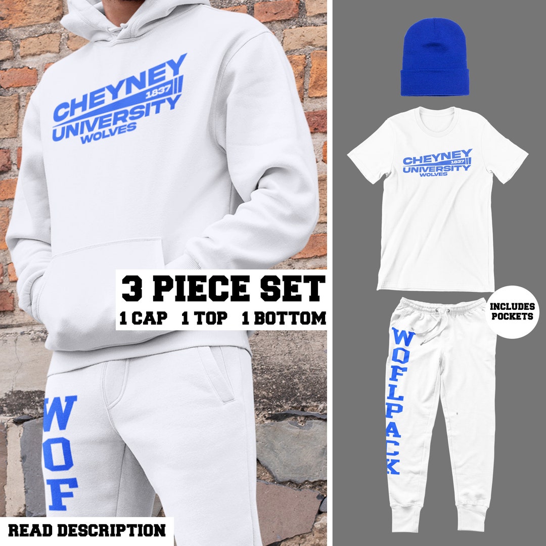 Cheyney Wolves (3 Piece White Set - 1 Cap, 1 Top, 1 Bottom) - Cheyney ...