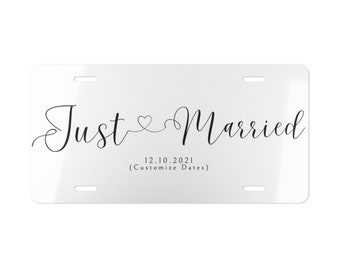 Just Married Wedding Number Plate - Couple Name & Date - Etsy