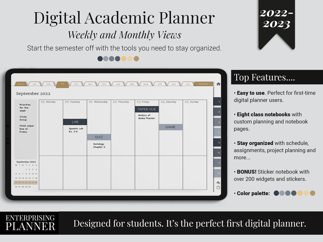 Student Digital Planner 2022 2023, Minimalistic, Goodnotes Planner ...